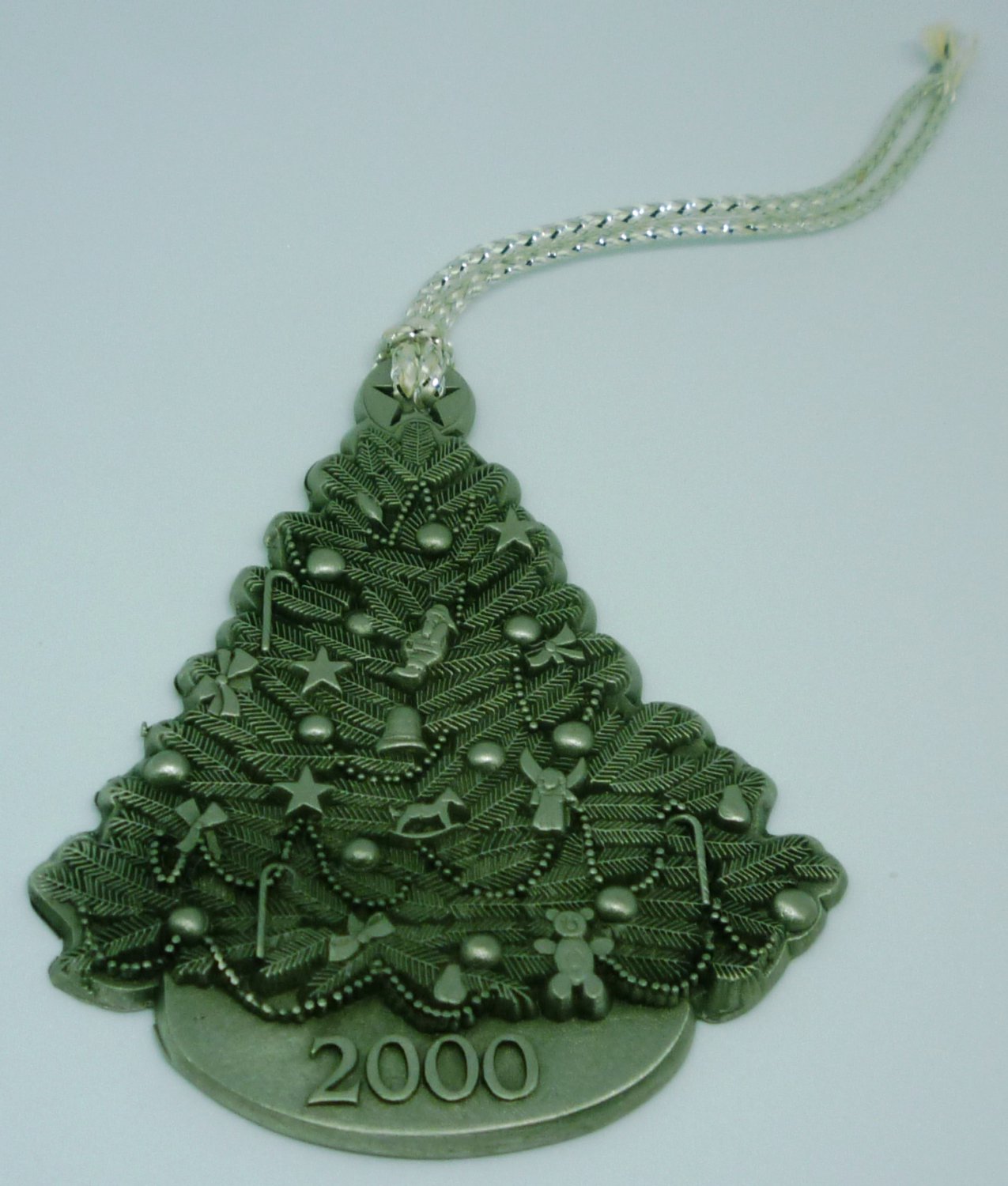 SOLID PEWTER CHRISTMAS TREE ORNAMENT HAPPY HOLIDAYS 2000 OCEAN FOREST ...