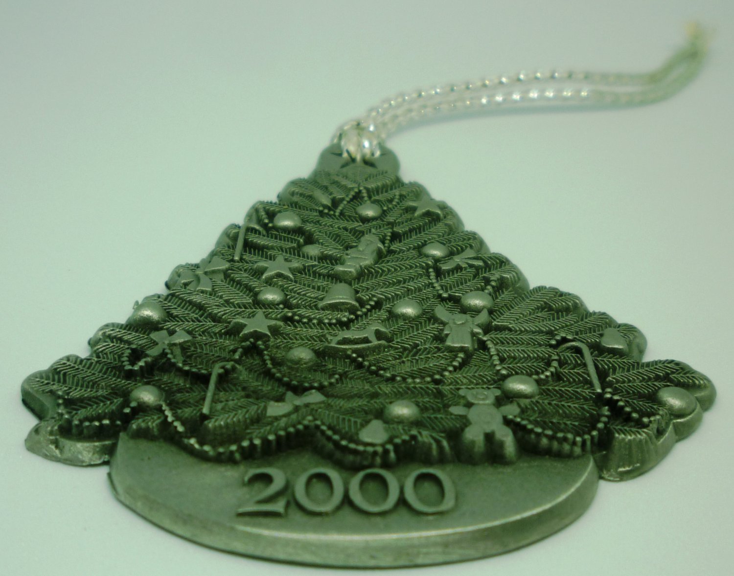 SOLID PEWTER CHRISTMAS TREE ORNAMENT HAPPY HOLIDAYS 2000 OCEAN FOREST ...