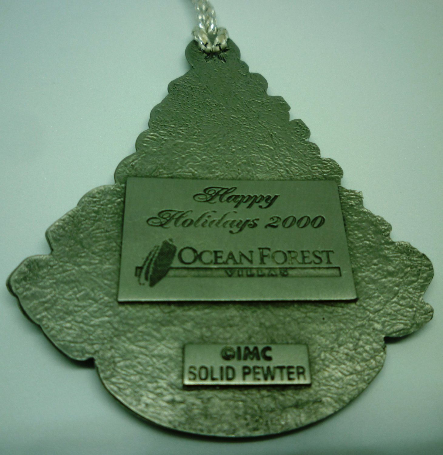 SOLID PEWTER CHRISTMAS TREE ORNAMENT HAPPY HOLIDAYS 2000 OCEAN FOREST ...
