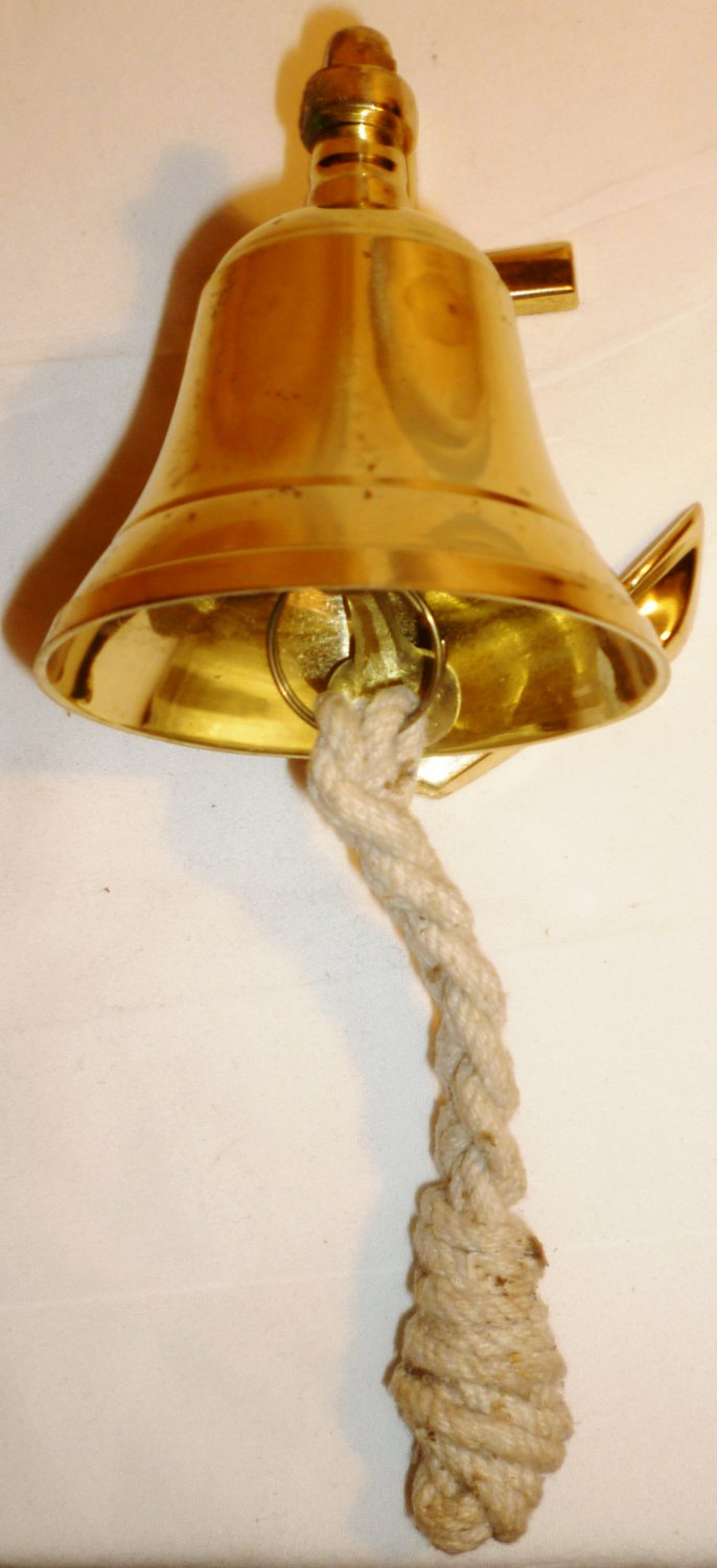 VINTAGE NAUTICAL DESIGN SOLID BRASS SHIP ANCHOR BELL WALL MOUNT
