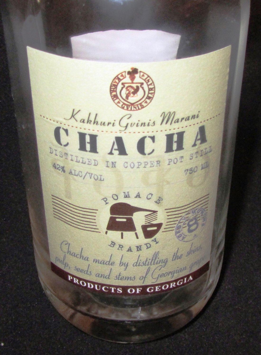 UNIQUE COLLECTIBLE GEORGIA POMACE BRANDY CHACHA GEORGIA BOTTLE EMPTY