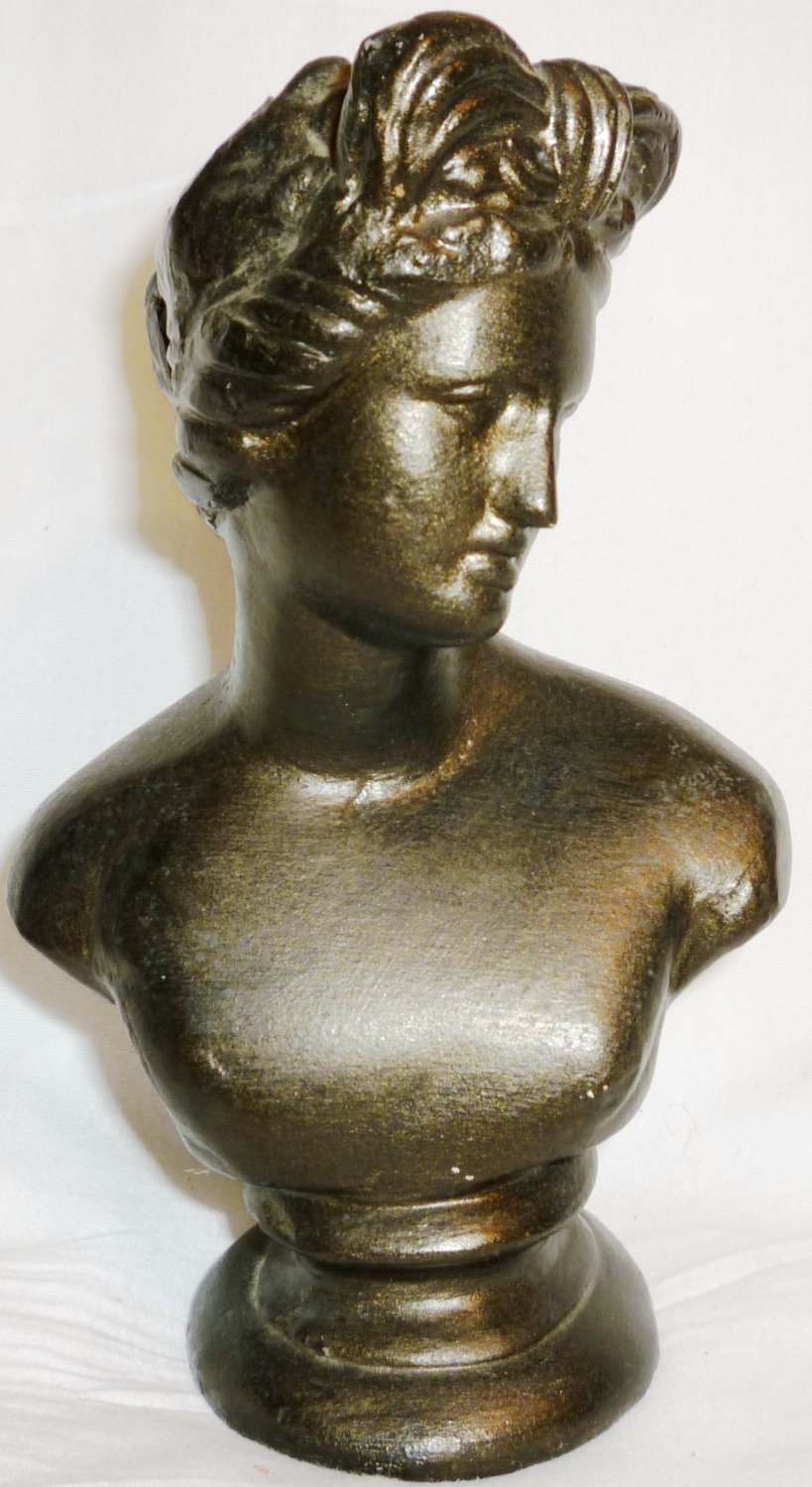 STUNNING BUST STATUE GODDESS APHRODITE BRONZE COLORED CAST IRON