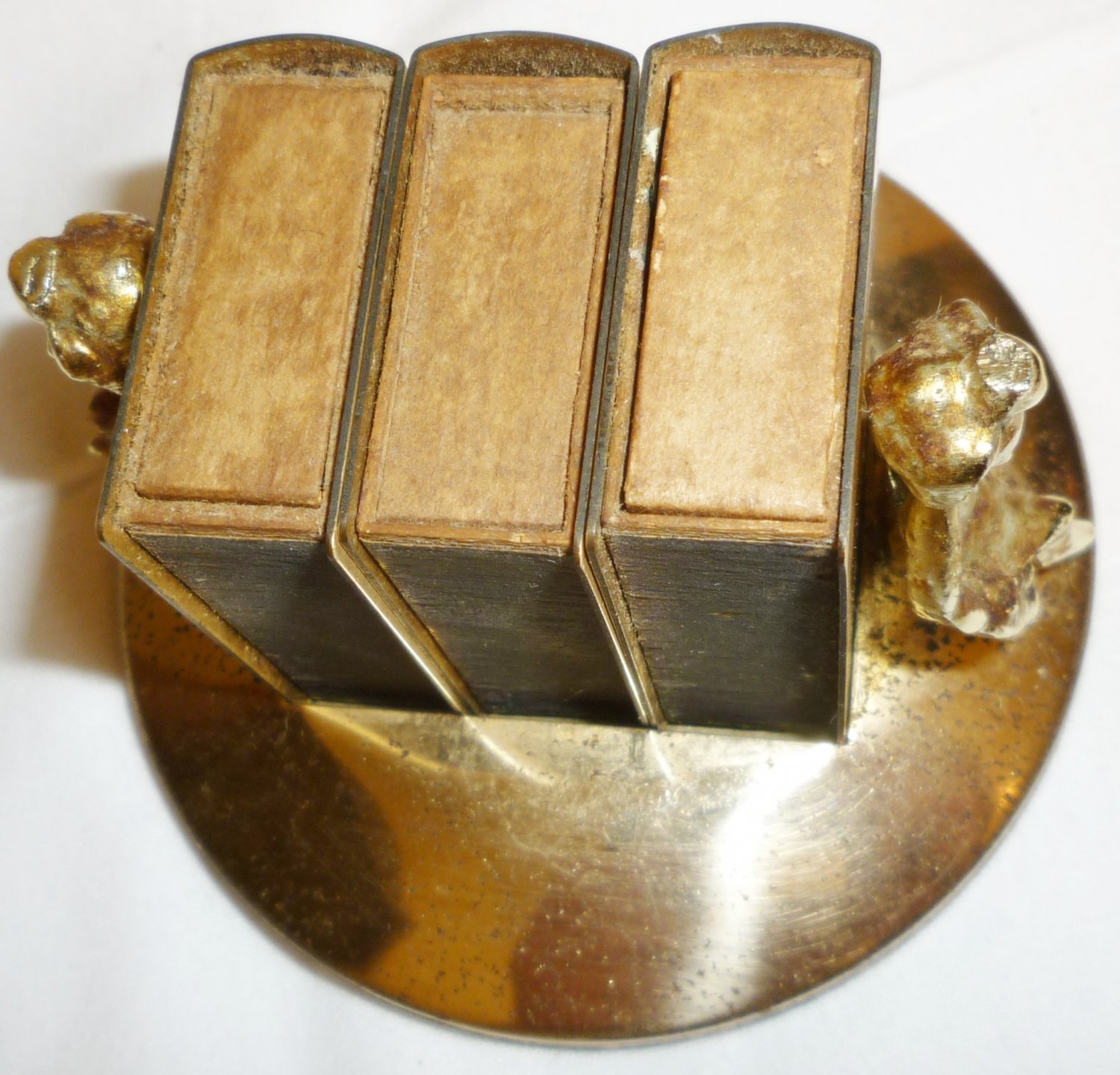 VINTAGE BRASS 3 SET MATCH TABLETOP HOLDER BOOKS CUPID BOOK ENDS TABLETOP