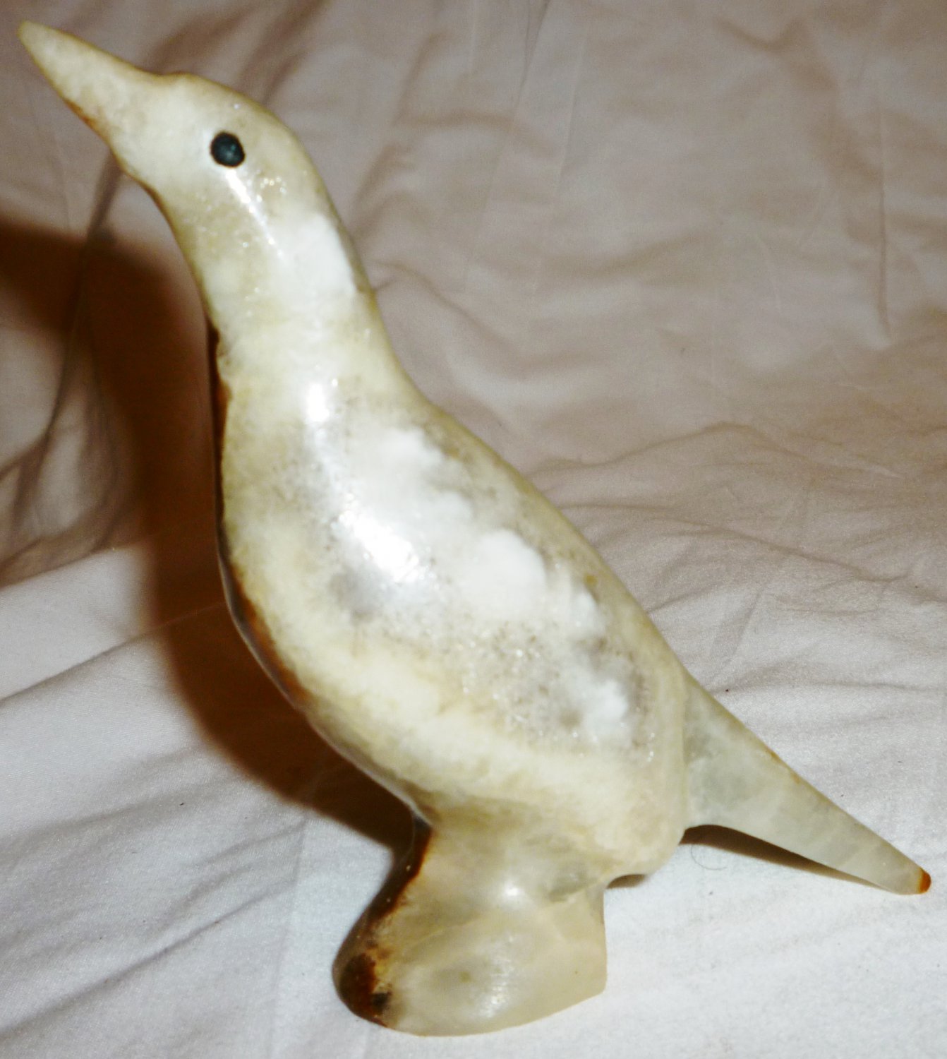 VINTAGE CARVED MARBLE BIRD FIGURINE