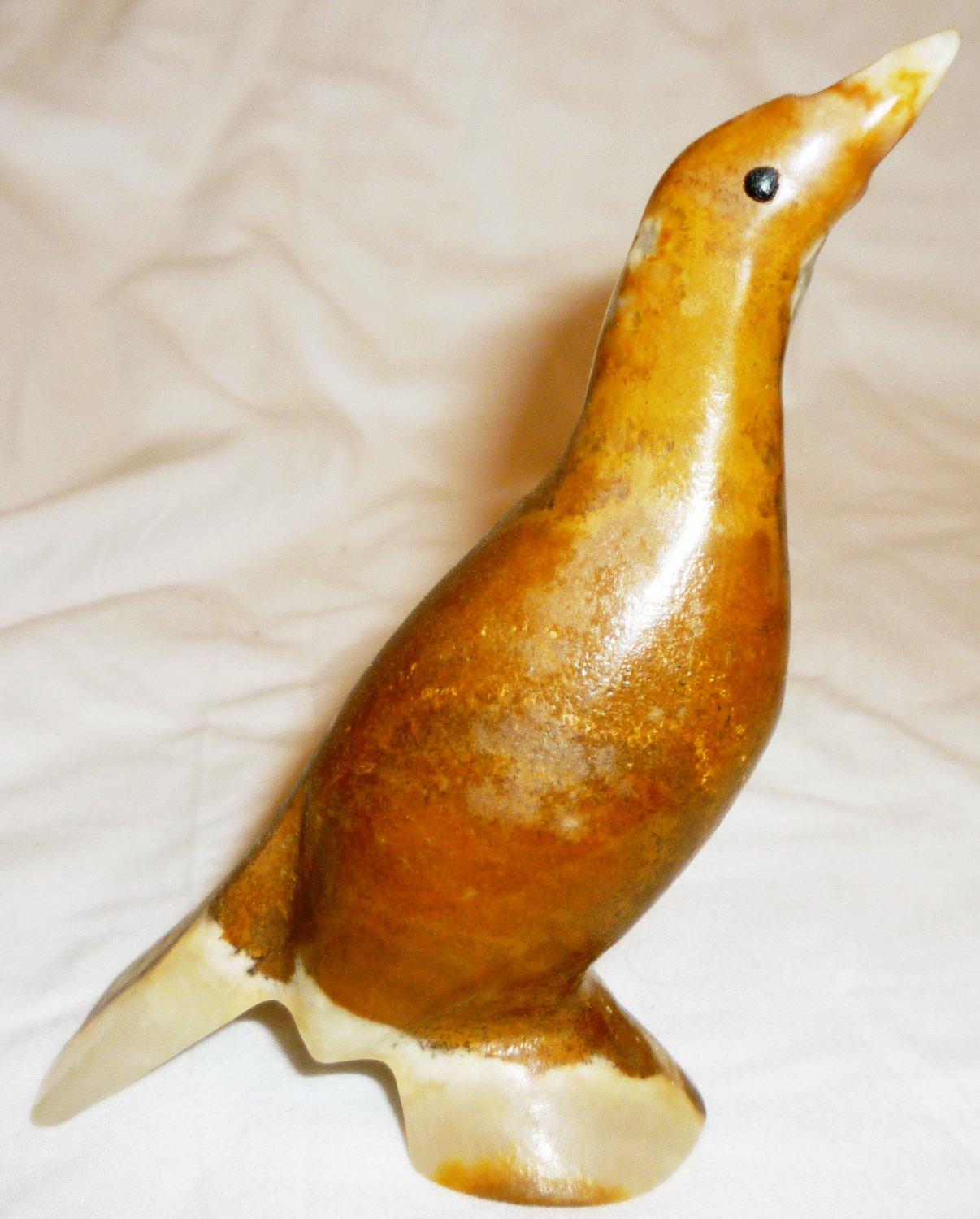 VINTAGE CARVED MARBLE BIRD FIGURINE