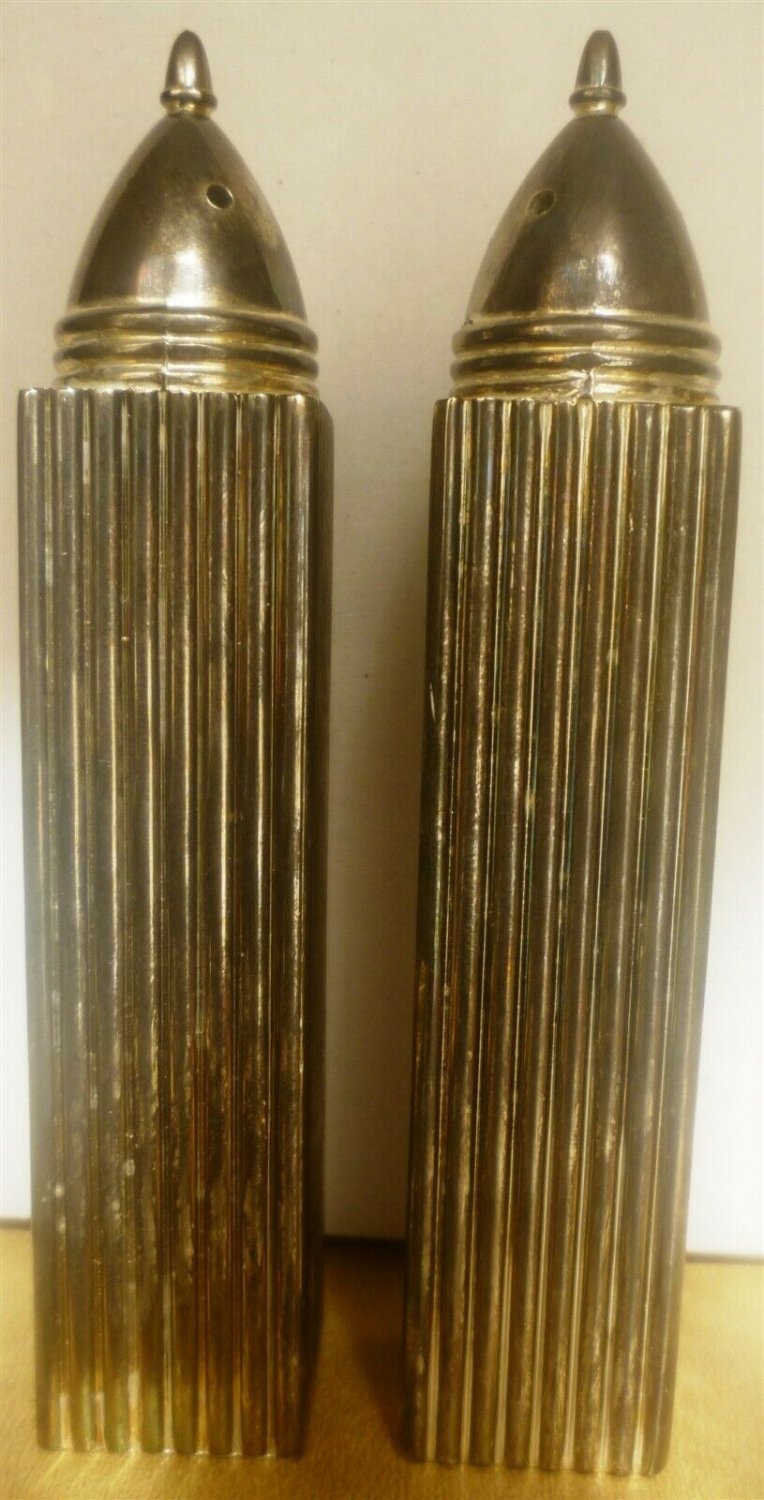 INTERNATIONAL COMPANY SILVERPLATE SALT & PEPPER SHAKERS SQUARE HIGHRISE ...