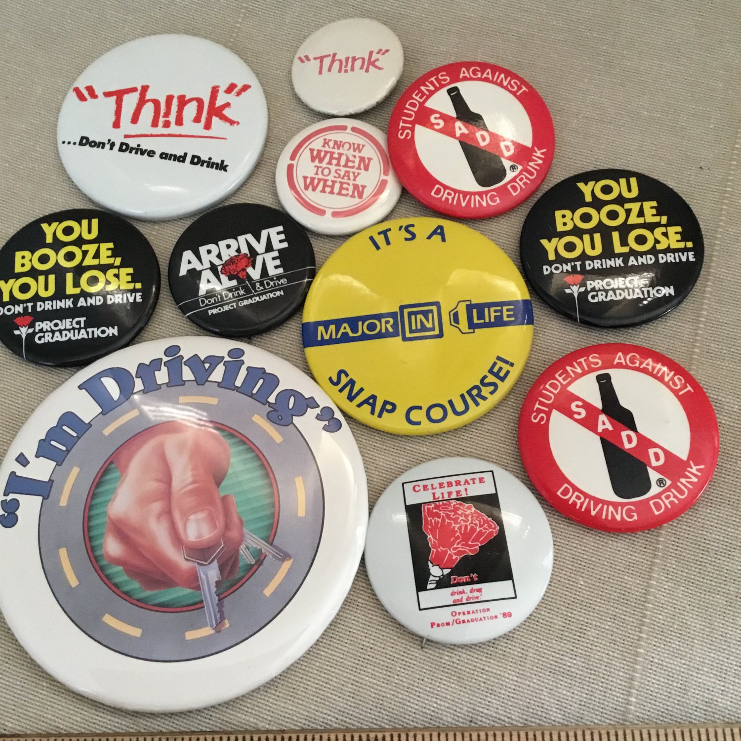 Vintage Button Pins Driver Safety You Booze You Lose Anti DUI ...