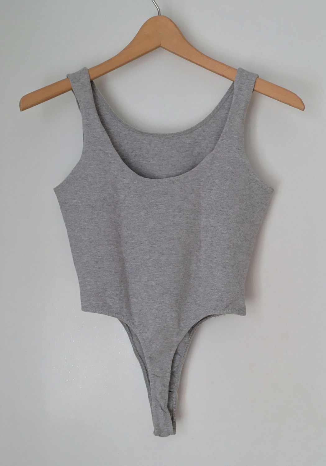 Heather Gray Leotard Bodysuit Cotton Thong High Cut Vintage Ann Taylor ...