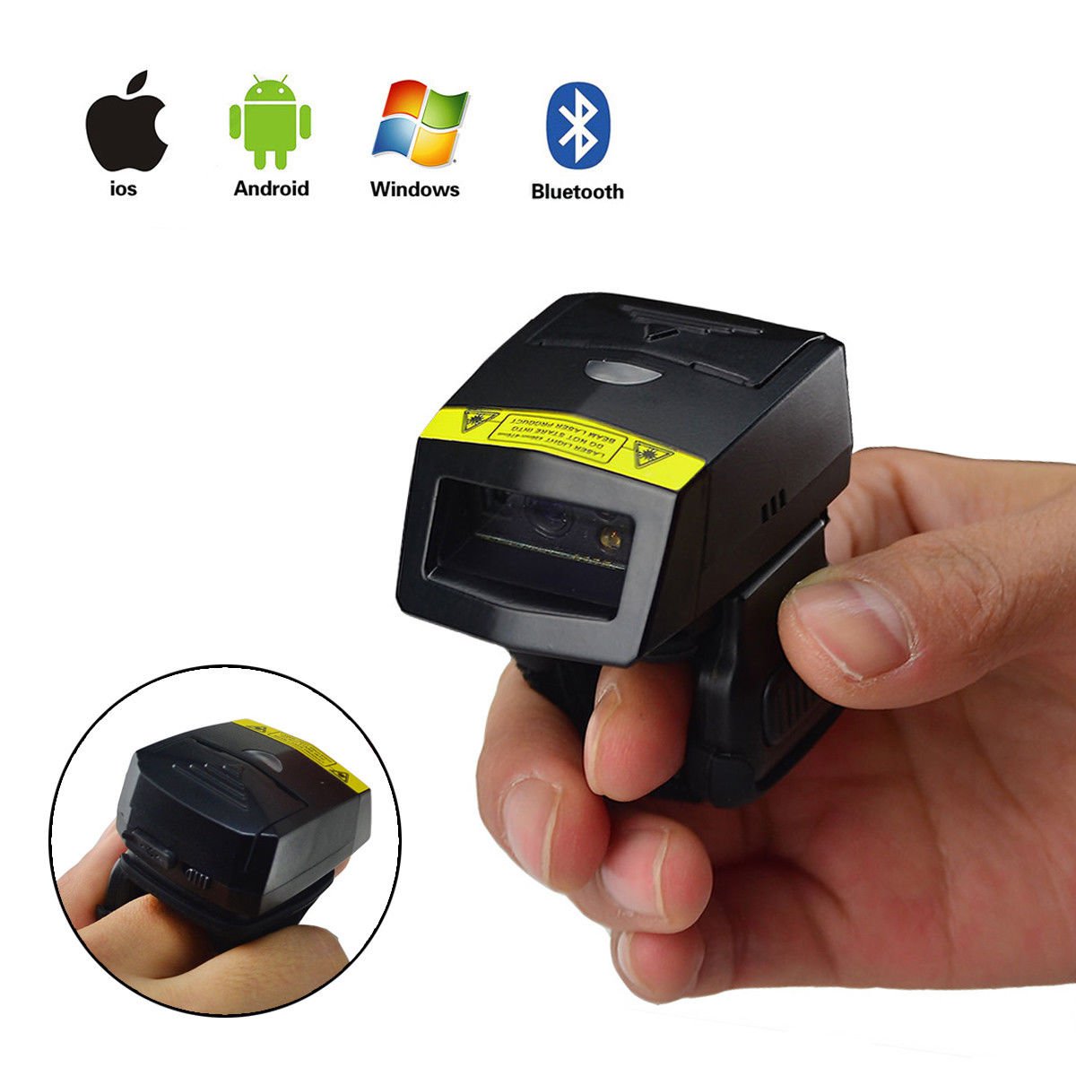 Wearable Android USB Bluetooth Wireless Handheld 2D QR Bar Code Barcode ...