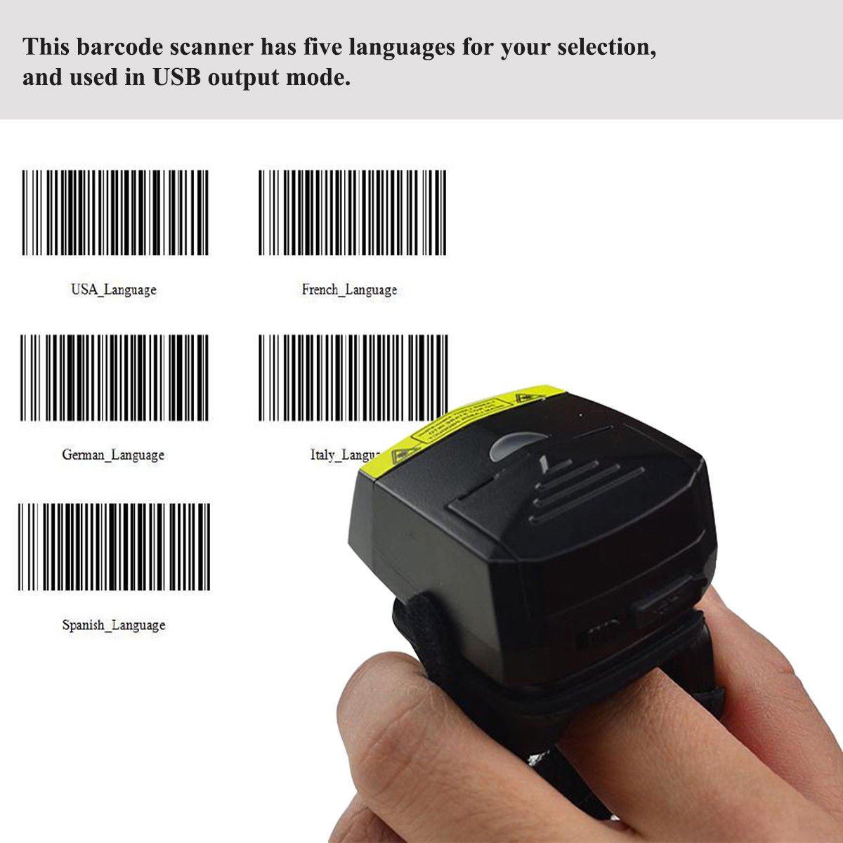 Wearable Android USB Bluetooth Wireless Handheld 2D QR Bar Code Barcode ...