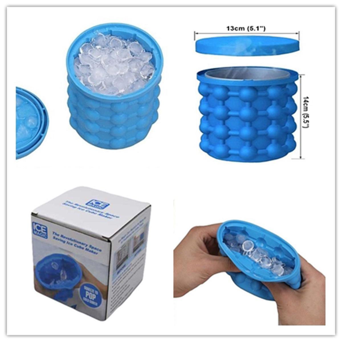Cold Ice Magic Cube Maker Genie Silicone Bucket Mold Kitchen Beer Cola ...