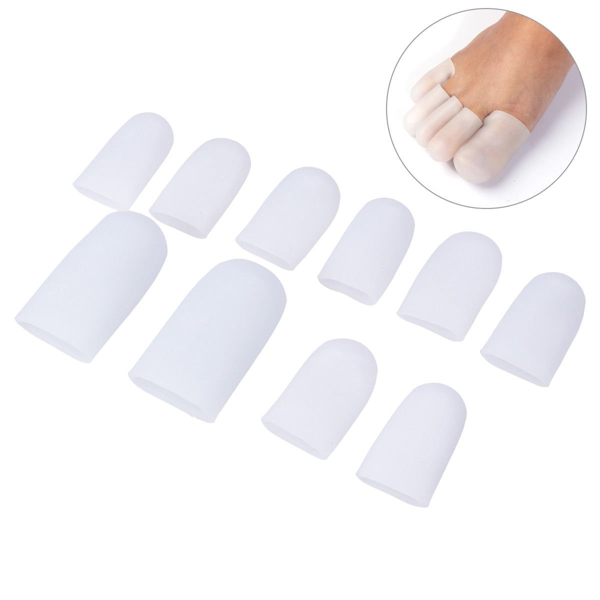5 Pairs Gel Silicone Soft Toe Cap Protector Cover Corn Blisters Foot ...