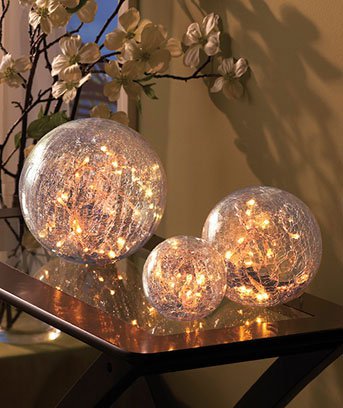 Set Of 3 Lighted Glass Balls