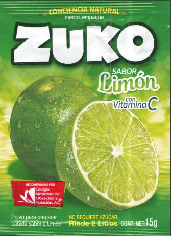Zuko Limon (Lime) Drink Mix, Packets Make 2 Liters (Pack of 12)