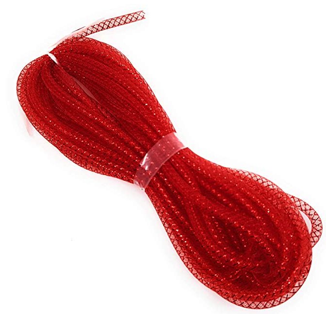 Red Metallic Deco Mesh Craft Tubing Ribbon 15 Yards (Pack of 4)