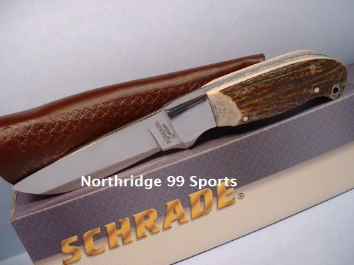 SCHRADE CUSTOM STAG HANDLE HUNTING KNIFE SHD1