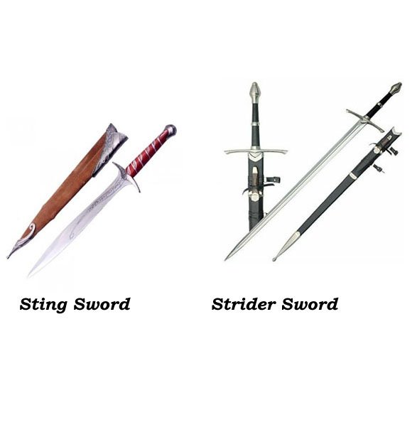 LOTR ANDURIL SWORD + STING SWORD SET OF 2PCS