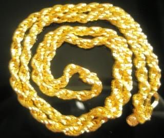 Fabulous 22 Inch 22K Gold Plated Rope Chain Hip Hop Unisex