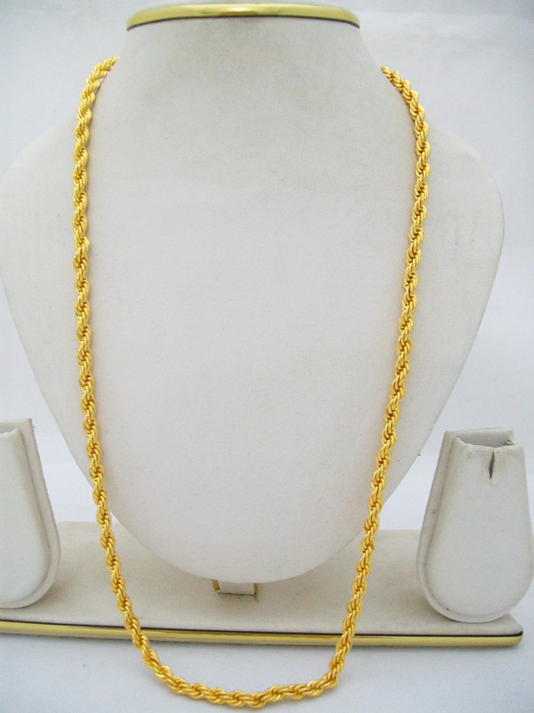 Extra Thick 22 Inch 22K Gold Plated Cable French Rope Chain
