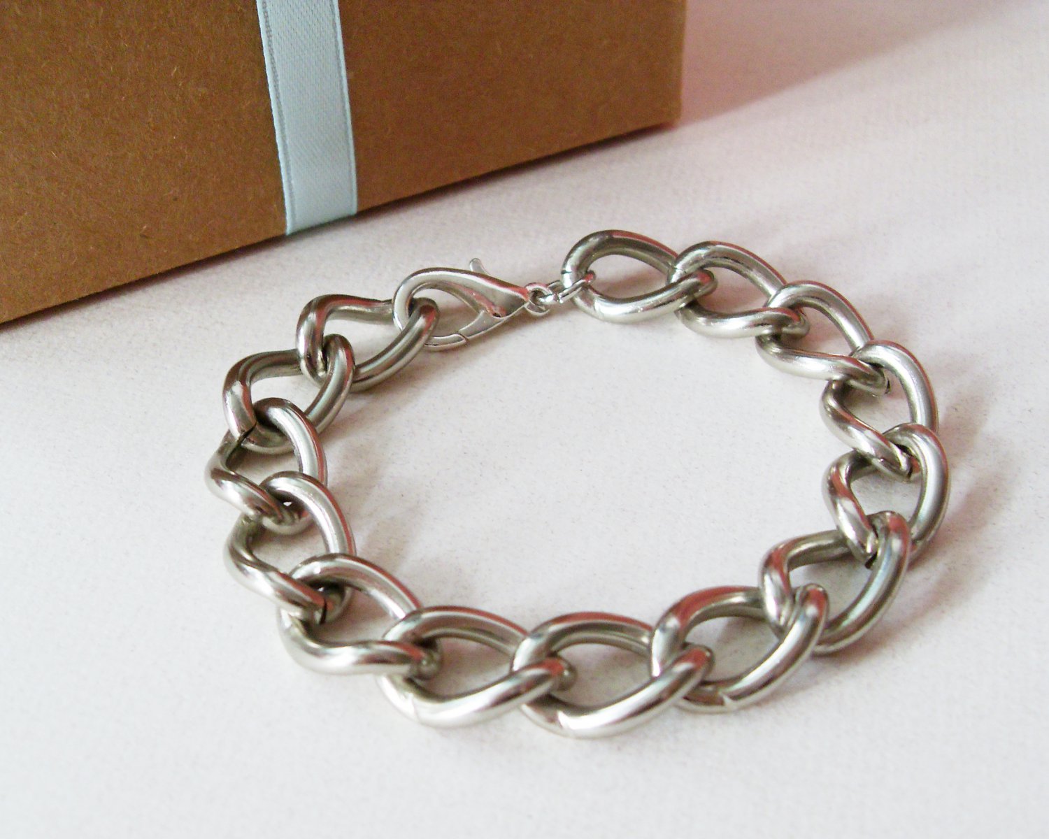 Silver Chain Bracelet. A Chunky Silver Chain Bracelet. Modern and Chic.