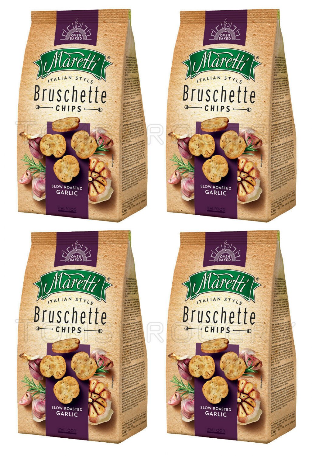 4 x BRUSCHETTE MARETTI Roasted Garlic Flavor Oven Baked Bread Bites ...