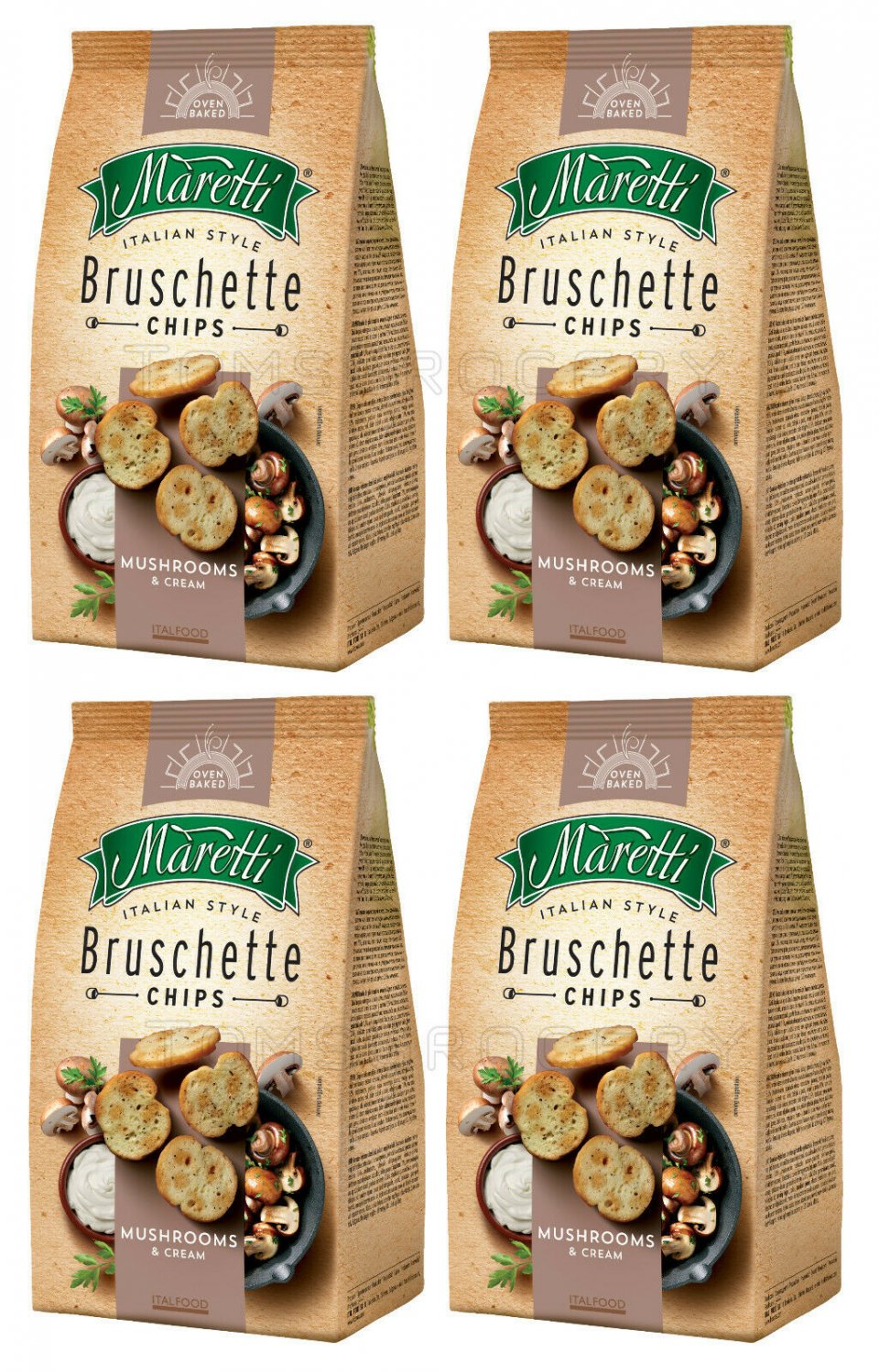 4 x BRUSCHETTE MARETTI Mushroom & Cream Flavor Oven Baked Bread Bites ...
