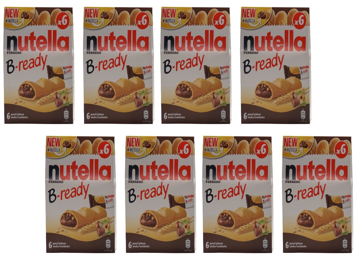 8 x Nutella B-Ready Wafers Filled with Hazelnut and Cacoa 132g/ 4.7oz az