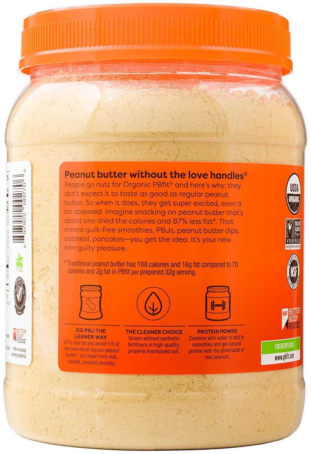 PBfit All-Natural Organic Peanut Butter Powder, Spread from Real ...