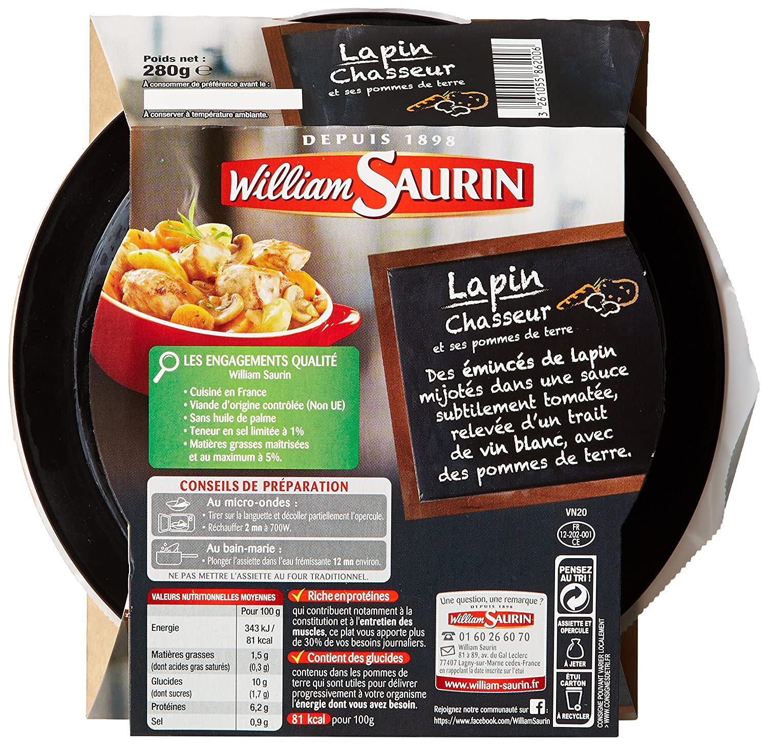 William Saurin 1898 - Lapin Chasseur 280g - x 2 -- From France