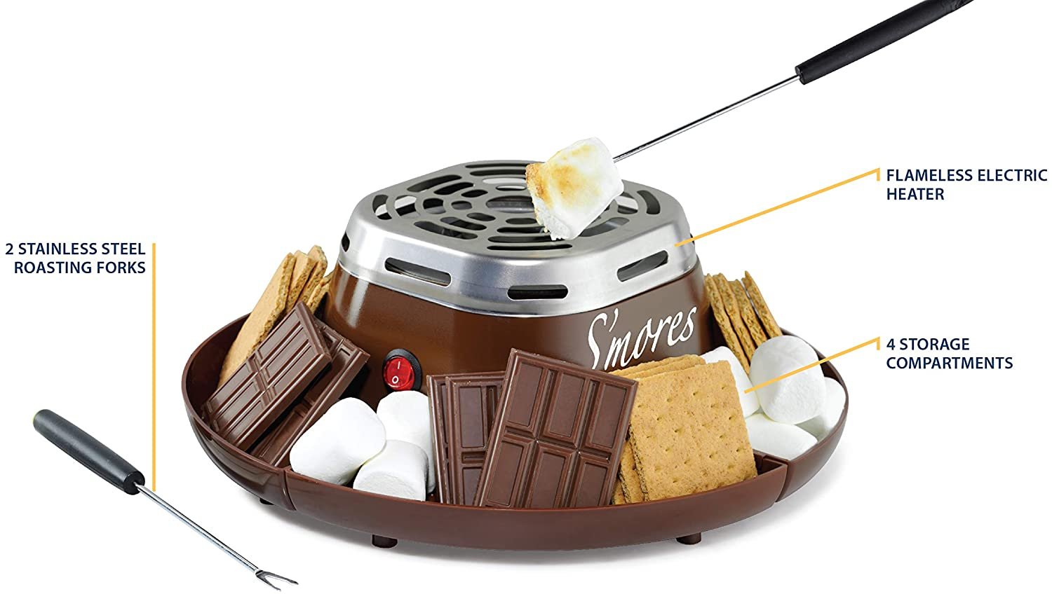 Nostalgia Indoor Electric Stainless Steel S'mores Maker with 4 ...
