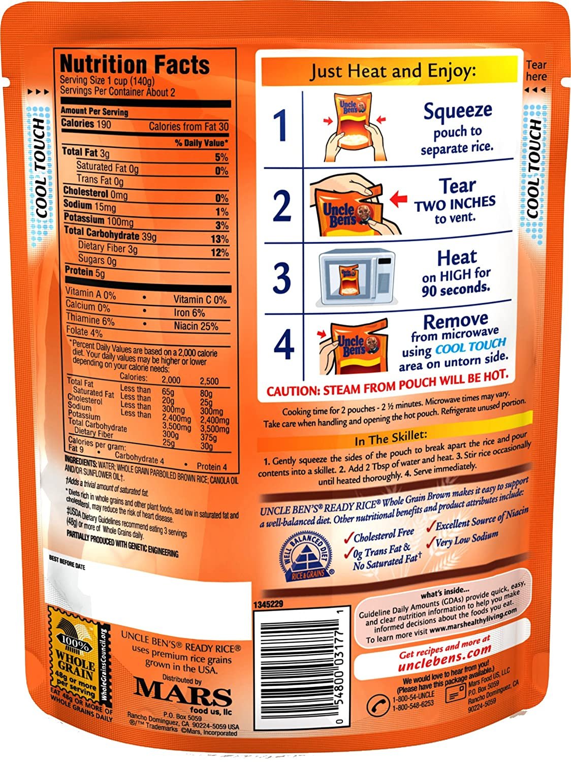 UNCLE BEN’S Ready Rice: Whole Grain Brown 8.8 Ounce (Pack of 12)