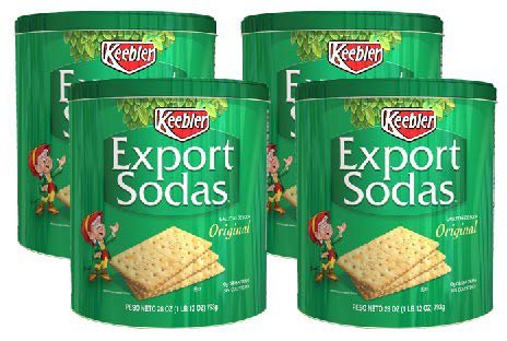 4 box Keebler Export Sodas Original Crackers 28 Oz Can (Pack of 4)