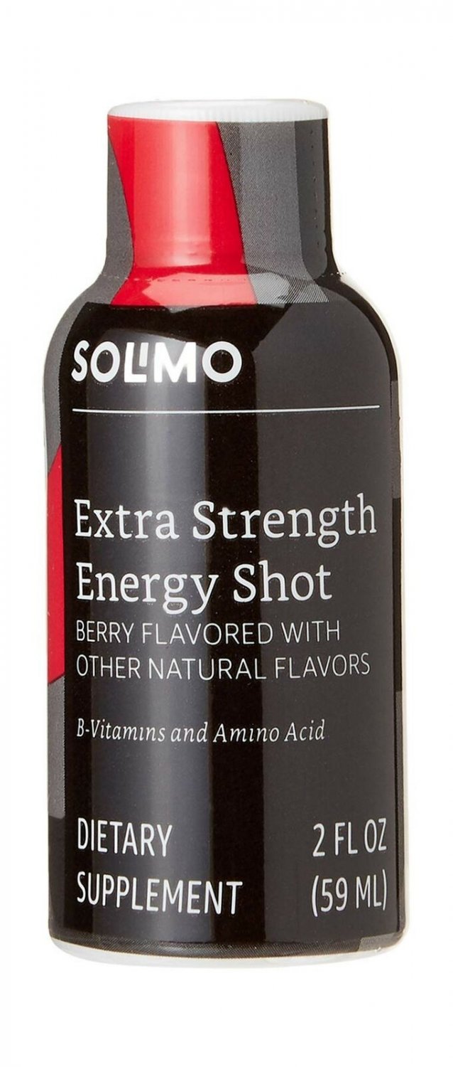Solimo Energy Shot, Berry Flavor, 2 Fluid Ounce (Pack of 12)