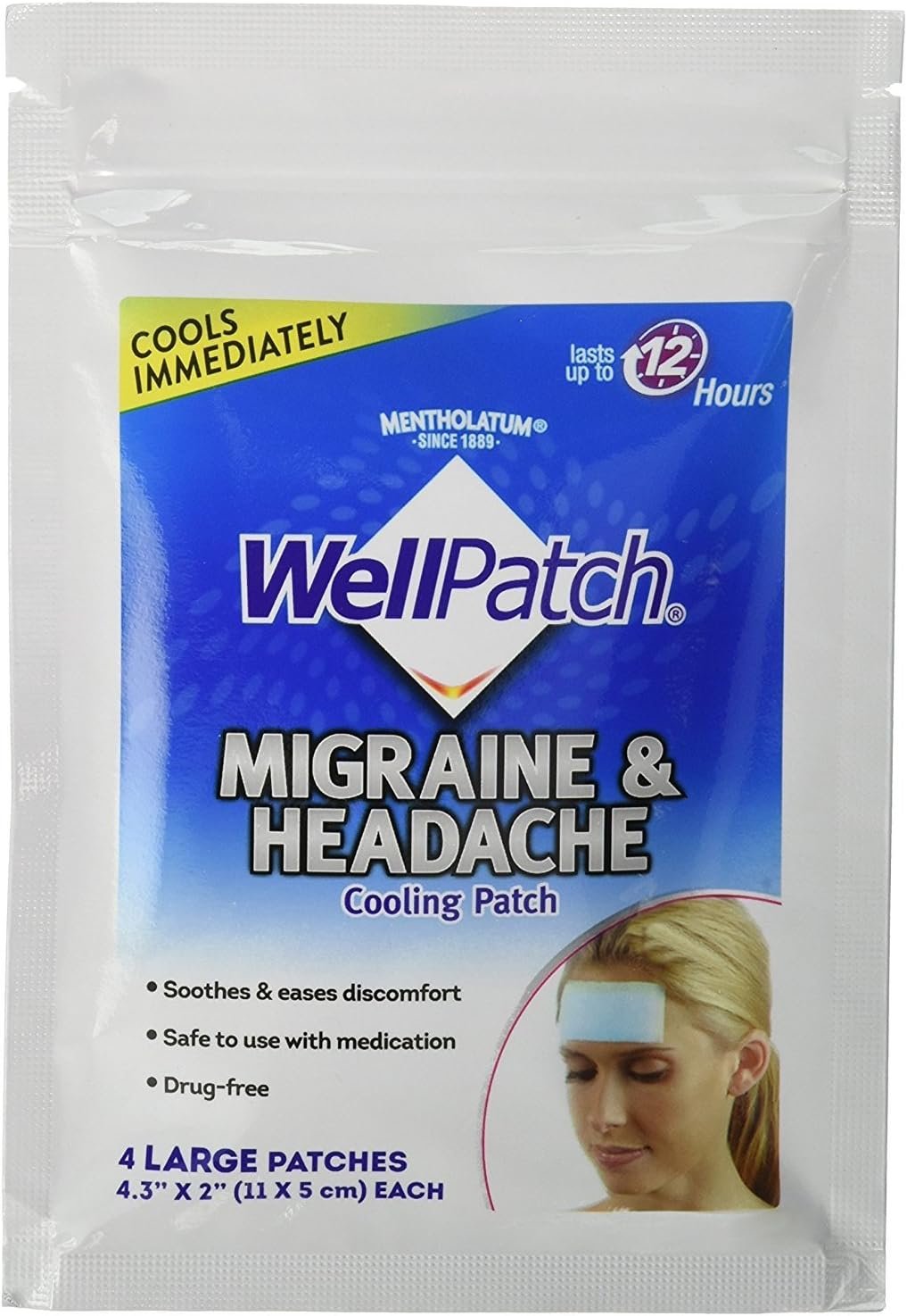 WellPatch Migraine & Headache Cooling Patch - Drug Free, Lasts Up to 12 ...