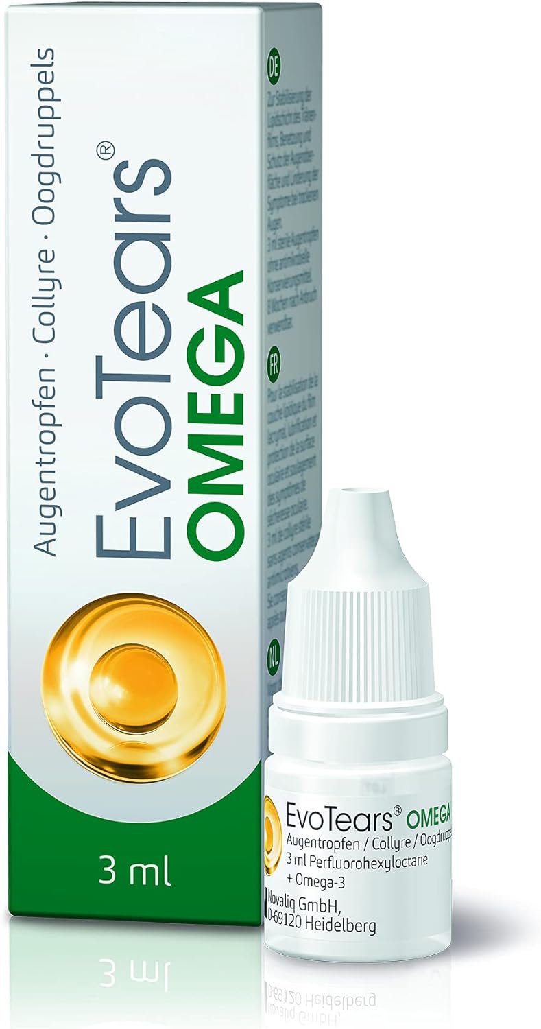 EvoTears® Omega Eye Drops for Dry and Irritated Eyes, with Omega 3 - From Germany -azde