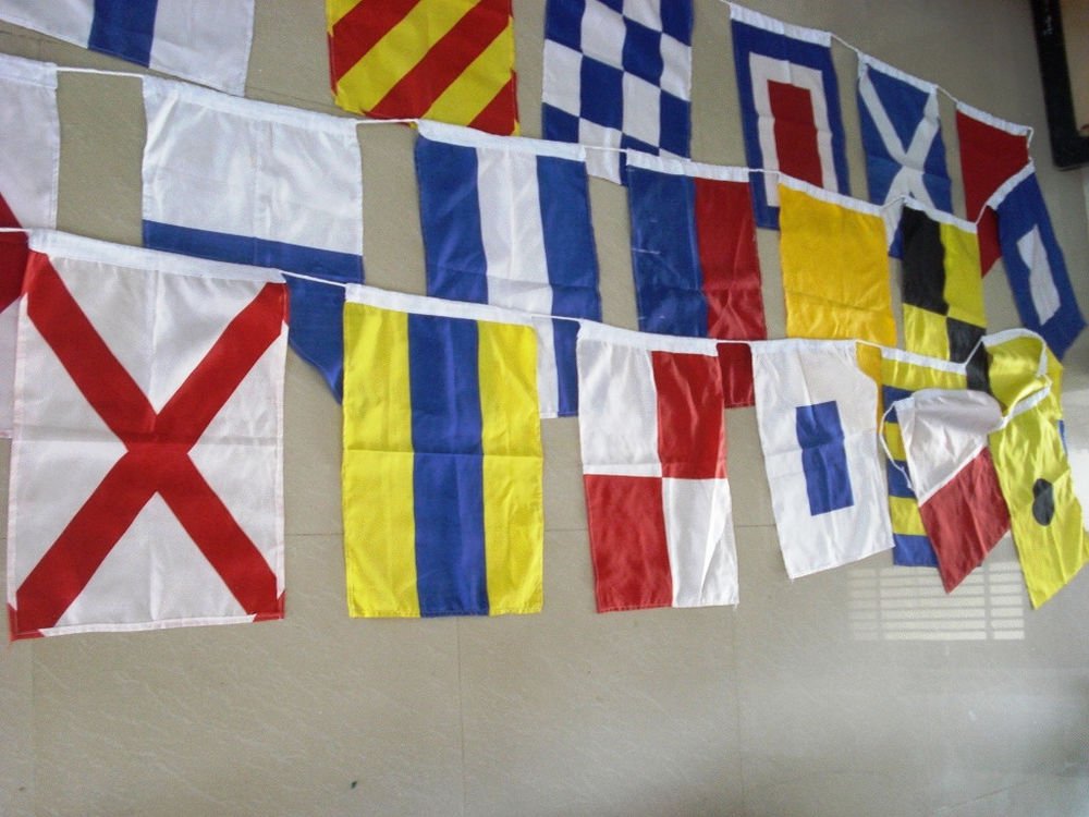 Marine Navy Signal Code FLAG Set - 15" X 18" -Total 26 flag - LENGTH 40 ...