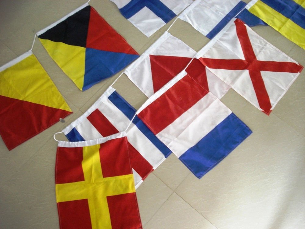 Marine Navy Signal Code FLAG Set - 15" X 18" -Total 26 flag - LENGTH 40 ...