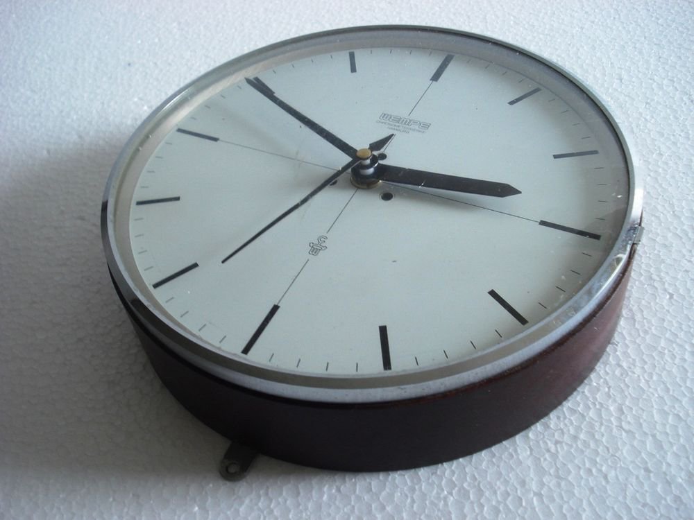 WEMPE Marine QUARTZ Clock * WOODEN & BRASS * Made in GERMANY