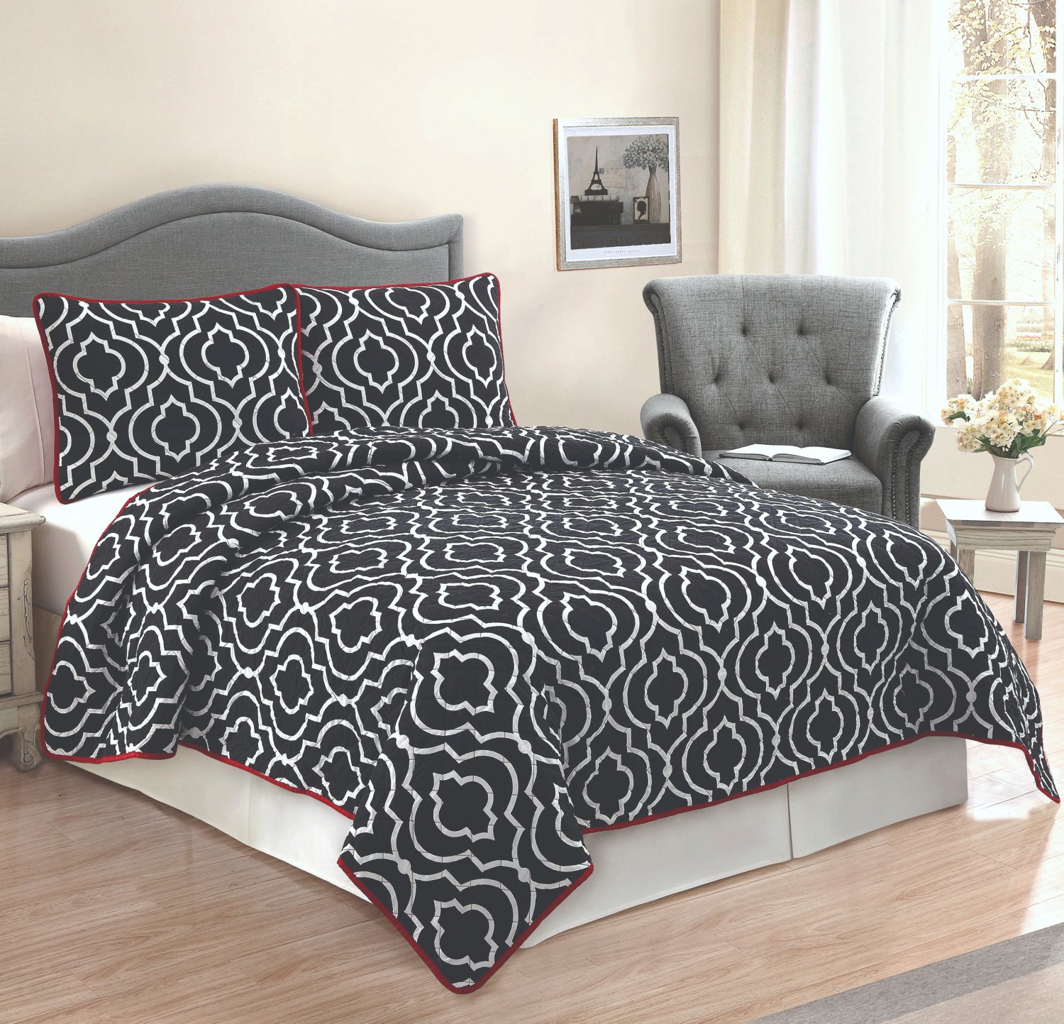 Ogee Full / Queen Quilt with 2 Shams