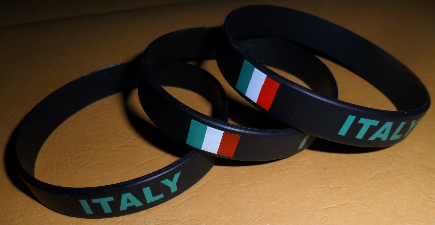 Italy Country Flag Silicone Rubber Bracelet Sport Unisex Fashion Multi ...