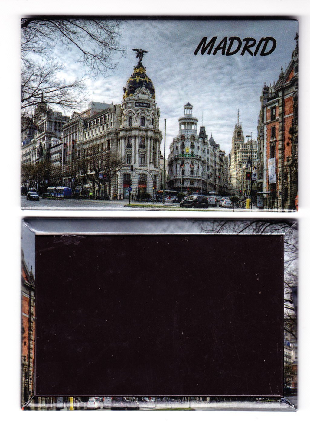 Madrid City Laminated Photo Rectangular Fridge Magnet Souvenir From Spain