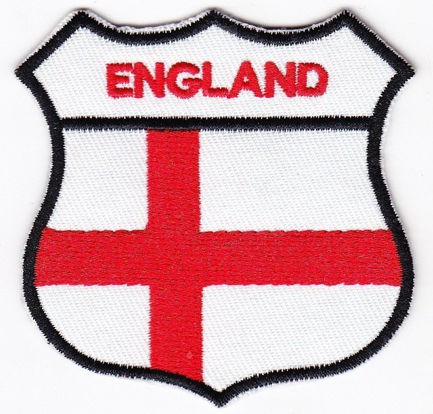 England Country Flag Shield Logo Embroidered Iron On Heat Seal Backing ...