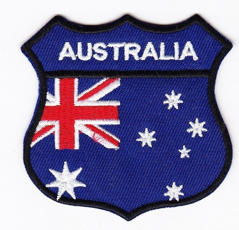 Australia Country Flag Shield Logo Embroidered Iron On Heat Seal ...