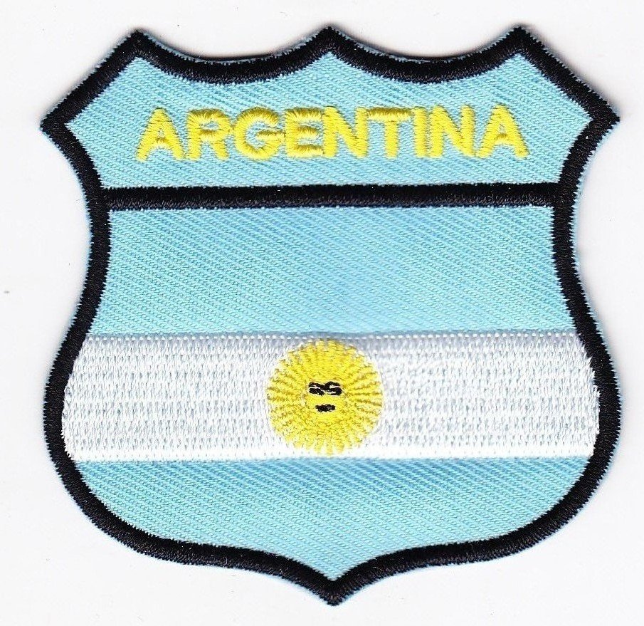 Argentina Country Flag Shield Logo Embroidered Iron On Heat Seal Backing Patch 7 X 7 Cm