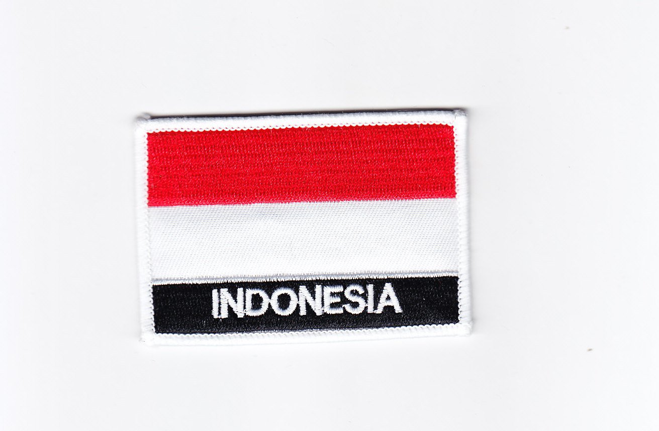 Indonesia MultiColor Country Flag Logo Embroidered Iron On Backing Heat Seal Patch