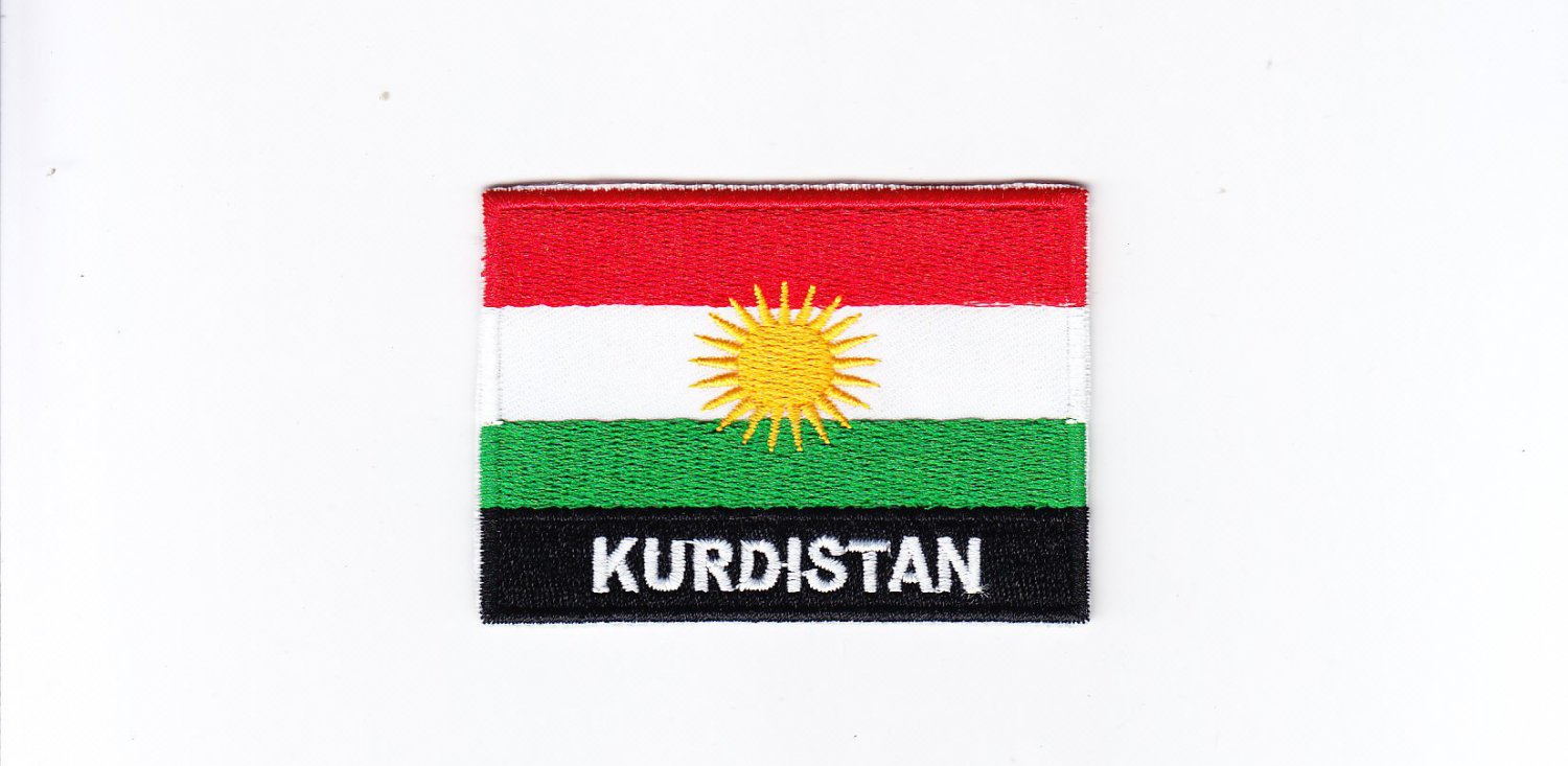 Kurdistan MultiColor Country Flag Logo Embroidered Iron On Backing Heat Seal Patch