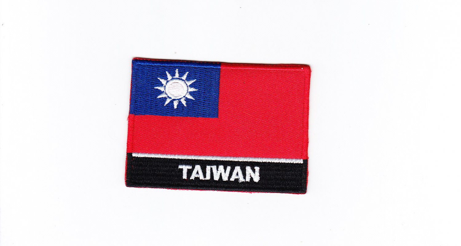 Taiwan MultiColor Country Flag Logo Embroidered Iron On Backing Heat Seal Patch