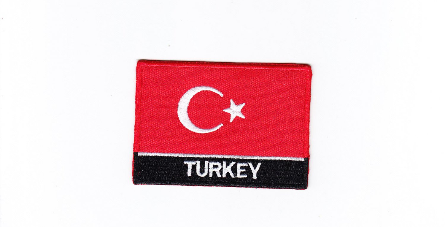 Turkey MultiColor Country Flag Logo Embroidered Iron On Backing Heat Seal Patch