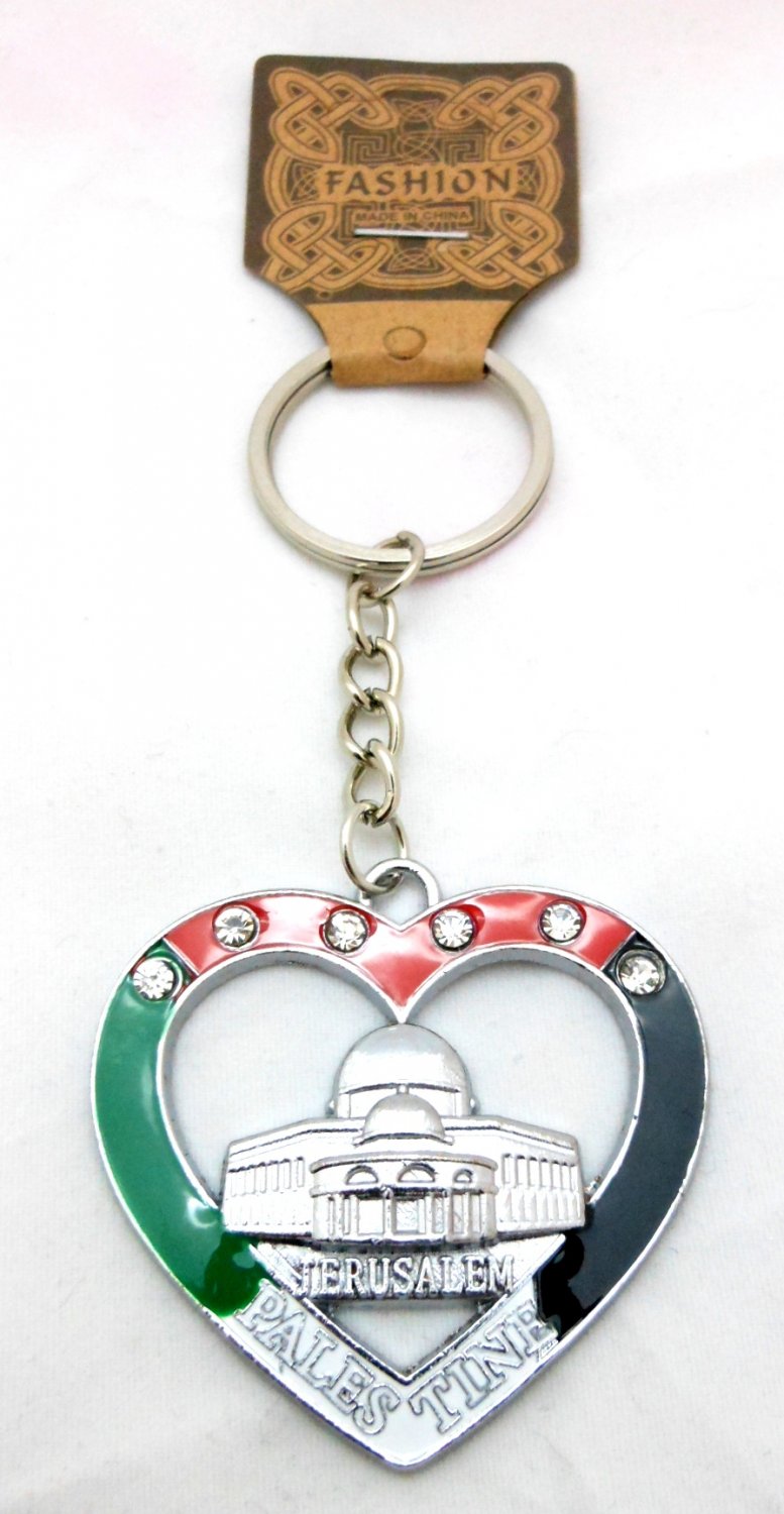 Unisex Palestine Al Aqsa Mosque Flag Map With Key Metal keychain ...