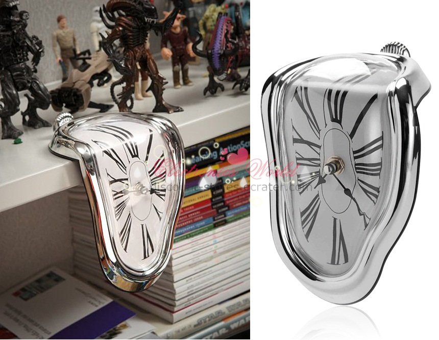 Creative 90 Degrees Twisted Clock (Silver)